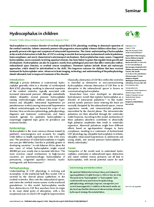 (PDF) Hydrocephalus in Children