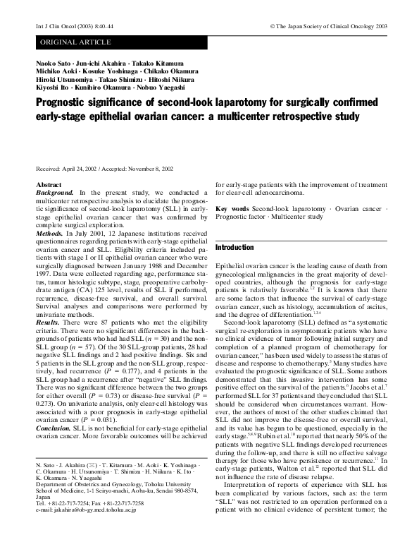(PDF) Prognostic significance of second-look laparotomy for surgically ...