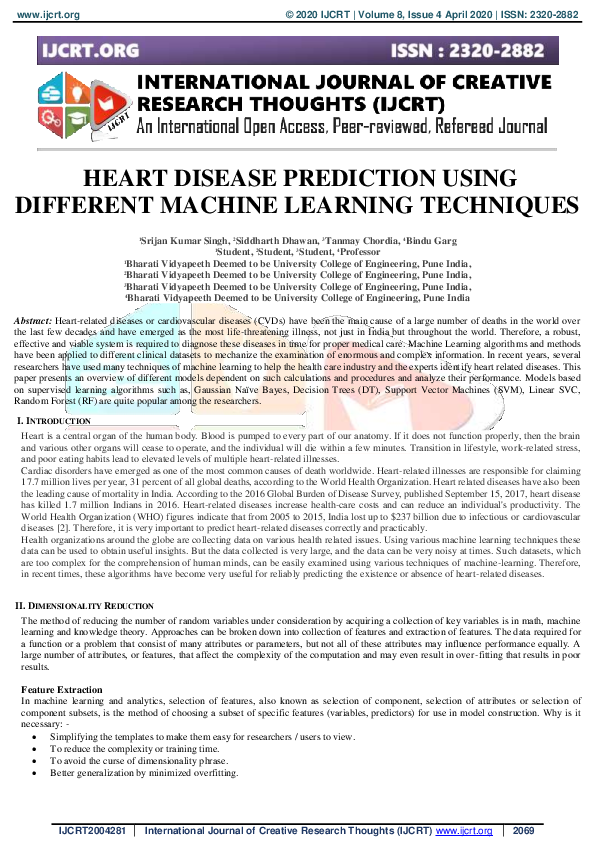 (PDF) Heart Disease Prediction Using Different Machine Learning Techniques