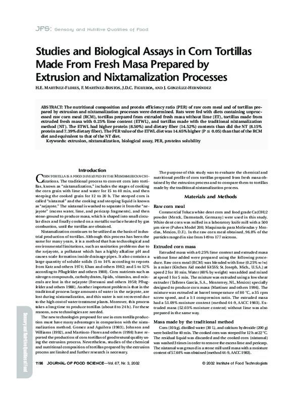 (PDF) Studies and Biological Assays in Corn Tortillas Made From Fresh ...