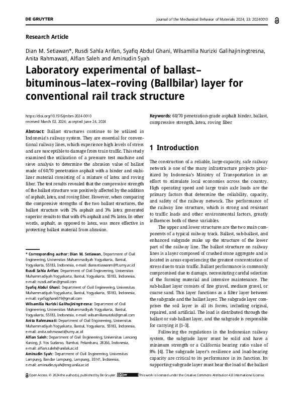 (PDF) Laboratory experimental of ballastbituminous-latex-roving ...