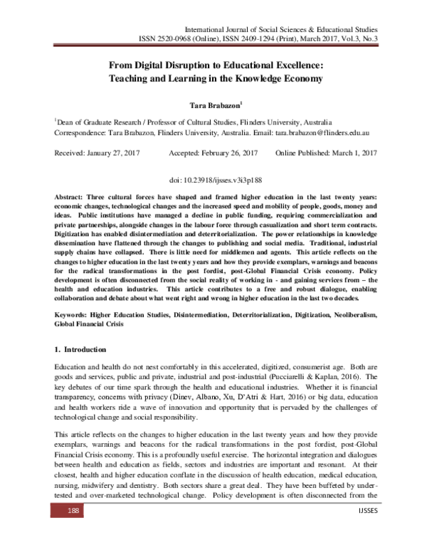 (PDF) From Digital Disruption to Educational Excellence: Teaching and ...