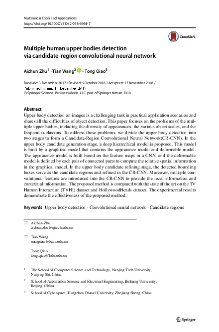 (PDF) Multiple human upper bodies detection via candidate-region convolutional neural network