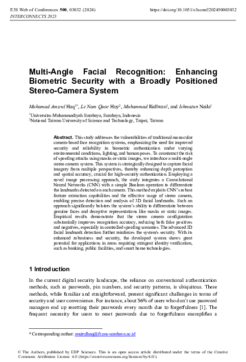 (PDF) Multi-Angle Facial Recognition: Enhancing Biometric Security with a Broadly Positioned ...
