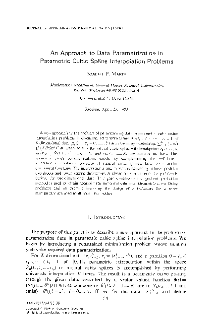 (PDF) Data Parametrization in Cubic Spline Interpolation