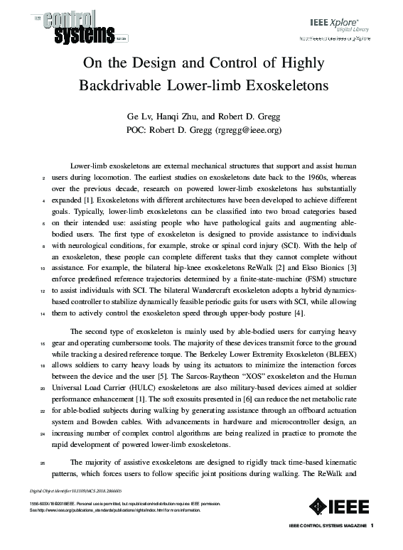 (PDF) On the Design and Control of Highly Backdrivable Lower-Limb ...