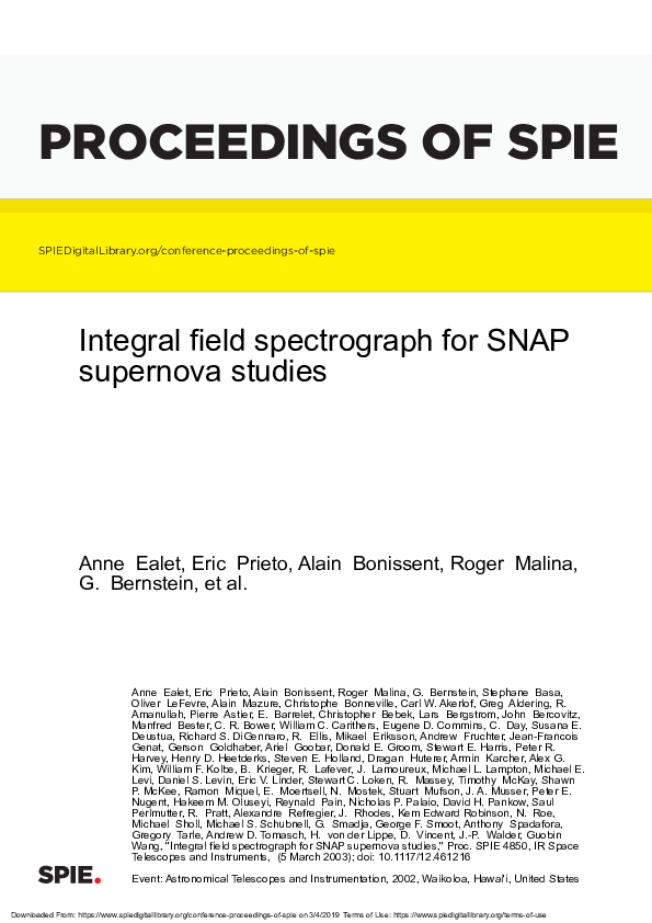 (PDF) SNAP: An Integral Field Spectrograph for Supernova Identification ...