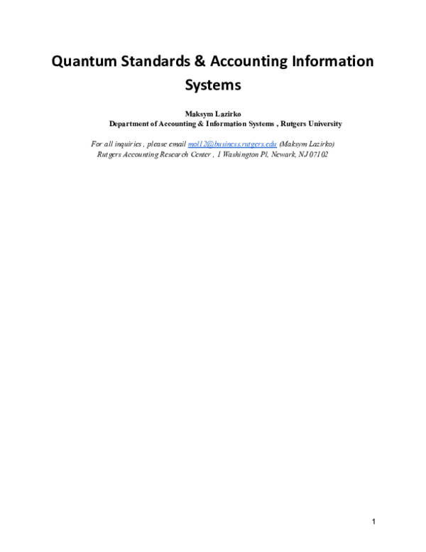 (PDF) Quantum Computing Standards & Accounting Information Systems