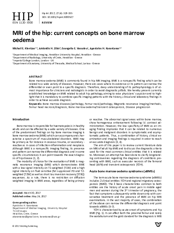 (PDF) MRI of the Hip: Current Concepts on Bone Marrow Oedema