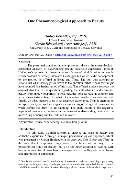 (PDF) One Phenomenological Approach to Beauty