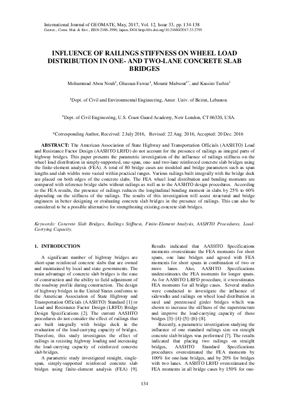 (PDF) Influence of Railings Stiffness on Wheel Load Distribution in One ...