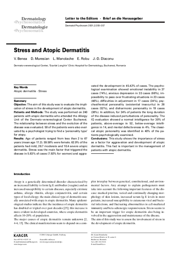 (PDF) Stress and Atopic Dermatitis