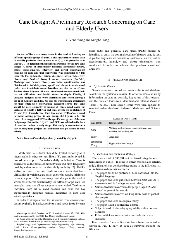 (PDF) Cane Design: A Preliminary Research Concerning on Cane and ...