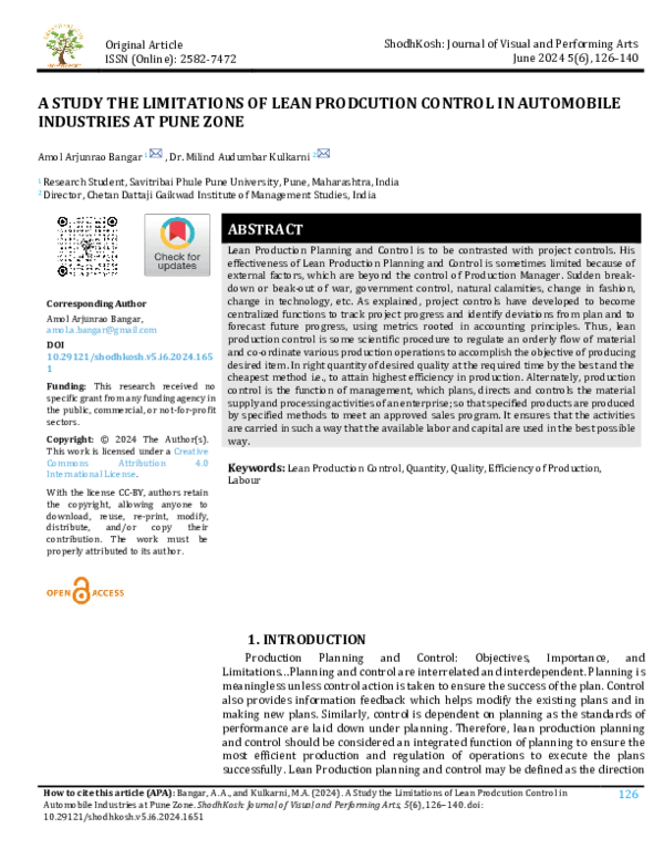 (PDF) A STUDY THE LIMITATIONS OF LEAN PRODCUTION CONTROL IN AUTOMOBILE ...