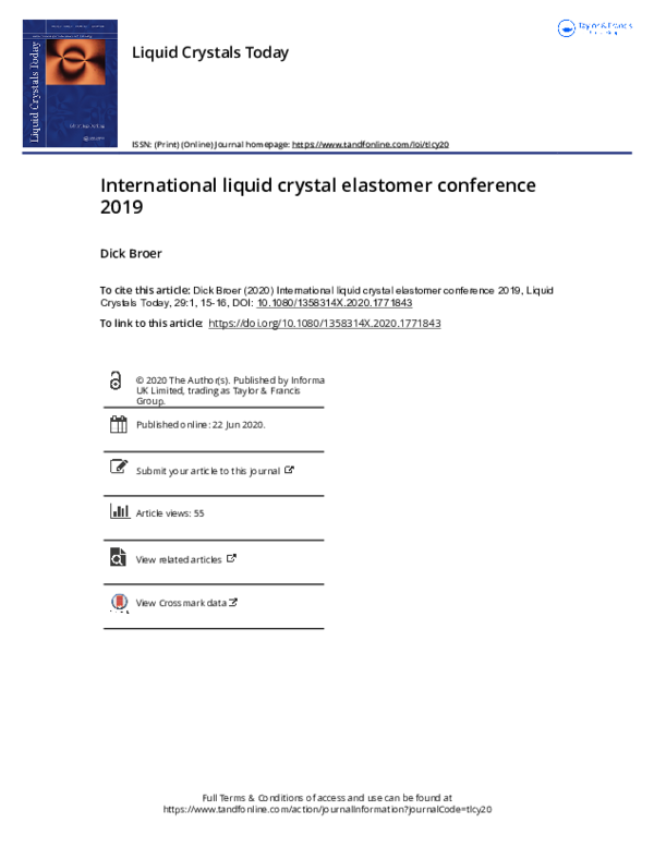 (PDF) International liquid crystal elastomer conference 2019