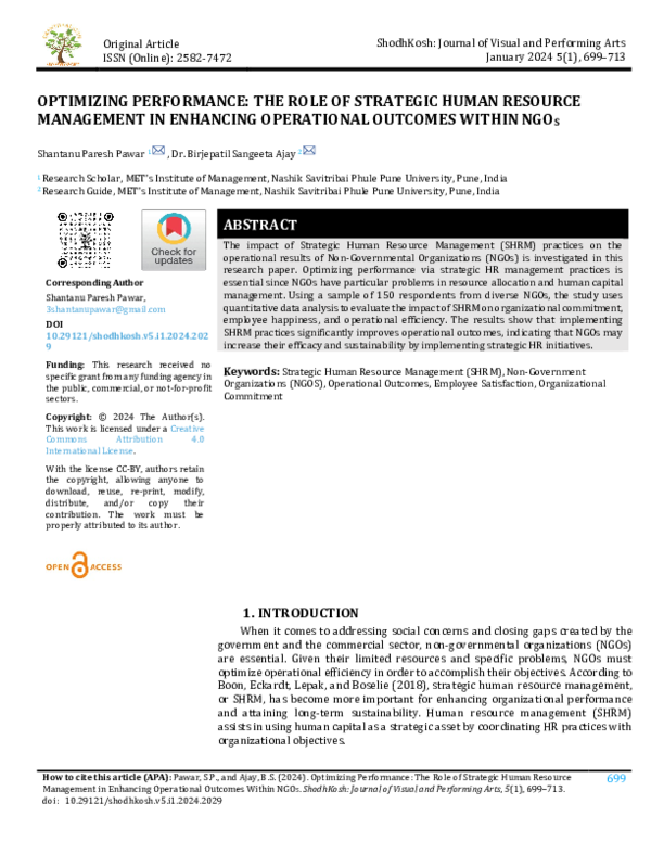 (PDF) OPTIMIZING PERFORMANCE: THE ROLE OF STRATEGIC HUMAN RESOURCE ...