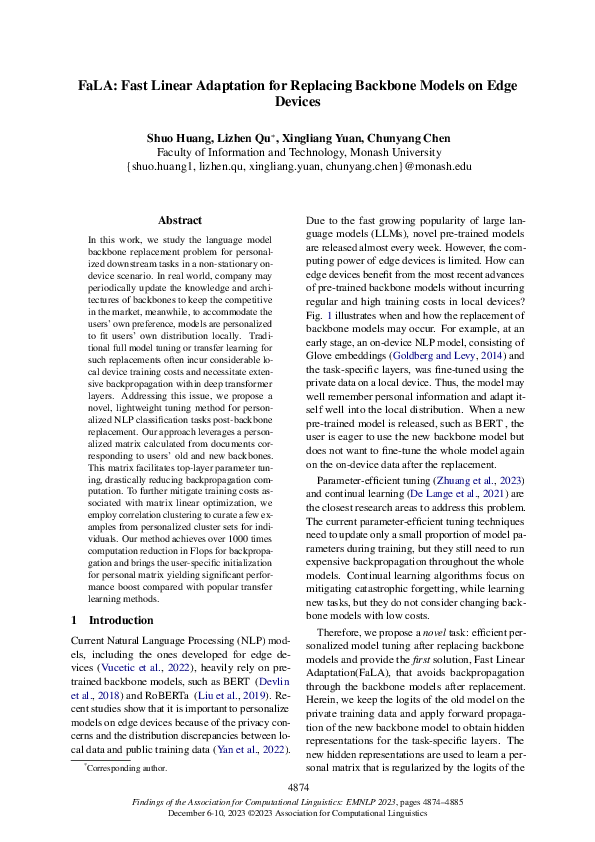 (PDF) FaLA: Fast Linear Adaptation for Replacing Backbone Models on ...