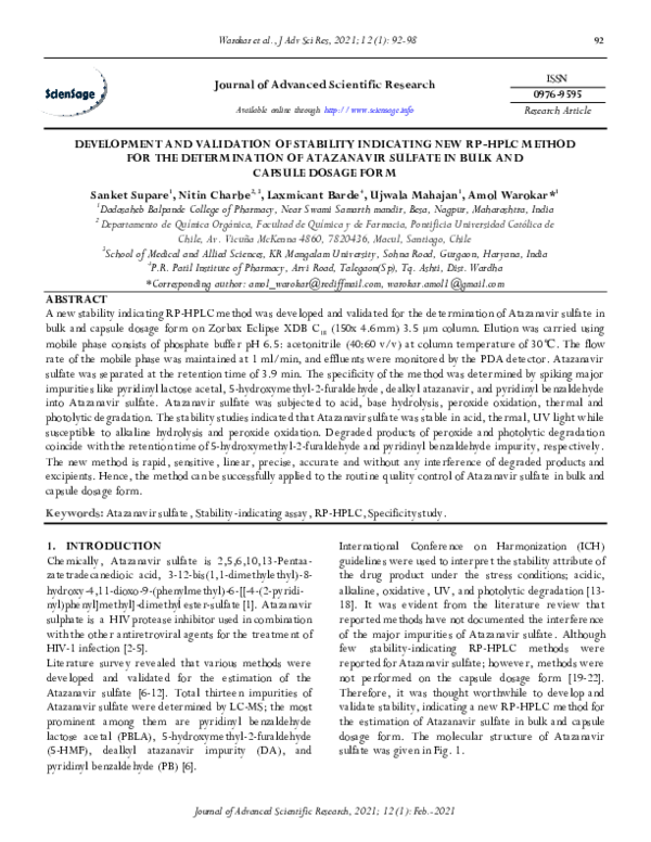 (PDF) Development and Validation of Stability Indicating New RP-HPLC Method for the ...