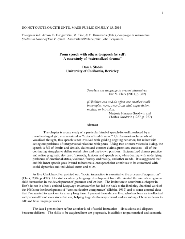 (PDF) From speech with others to speech for self