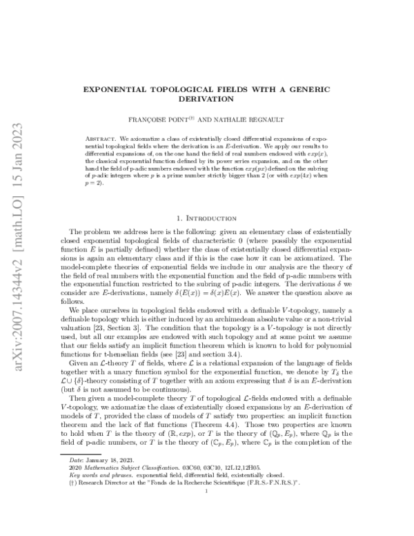 (PDF) Differential exponential topological fields