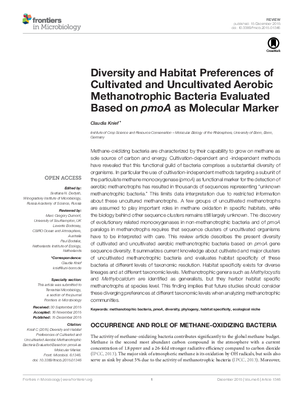 (PDF) Diversity and Habitat Preferences of Cultivated and Uncultivated ...