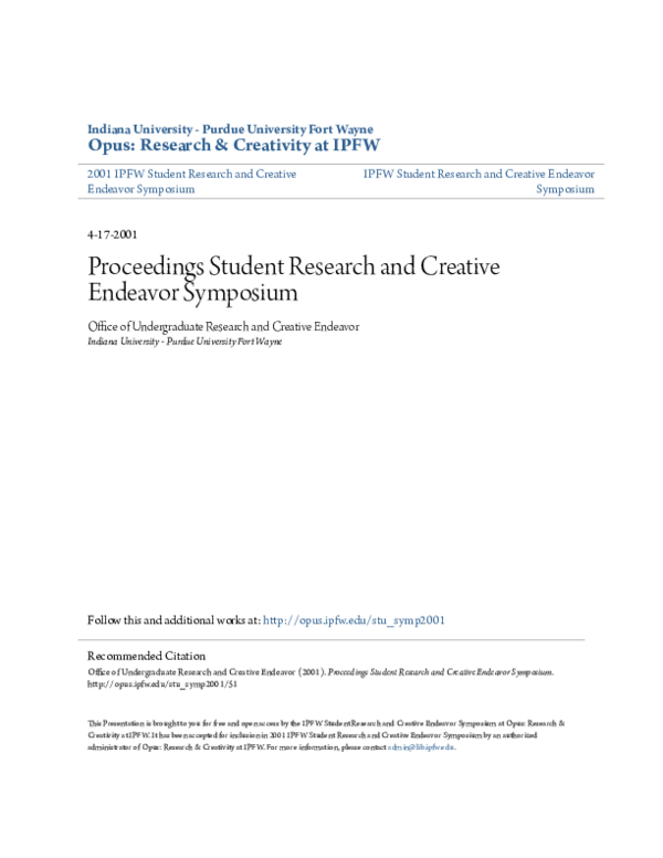 (PDF) Proceedings Student Research and Creative Endeavor Symposium