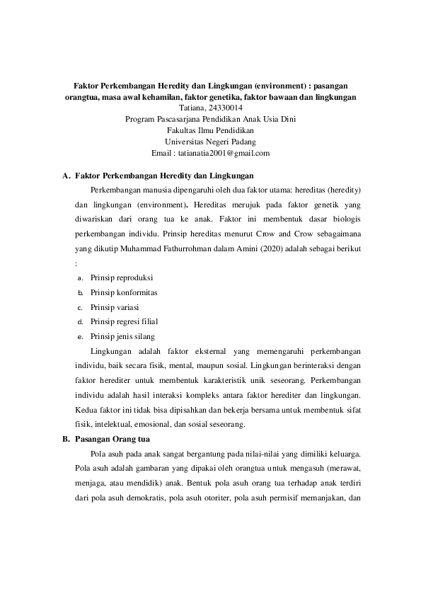 (PDF) Faktor Perkembangan Heredity dan Lingkungan (environment ...