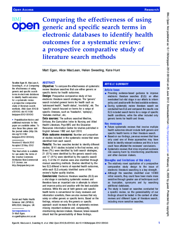 (PDF) Comparing the effectiveness of using generic and specific search ...