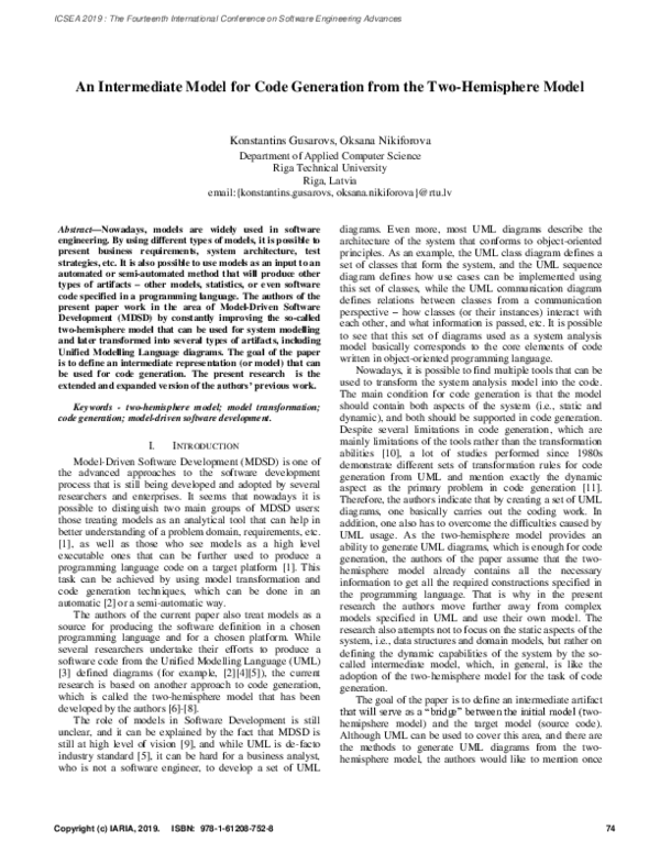 (PDF) An Intermediate Model for the Code Generation from the Two-Hemisphere Model