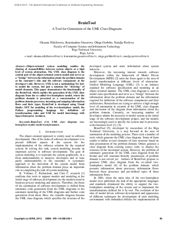 Pdf A Tool For Generation Of The Uml Class Diagrams