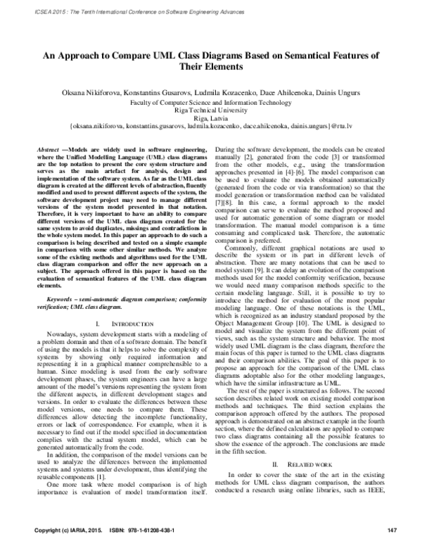 (PDF) An Approach to Compare UML Class Diagrams Based on Semantical ...