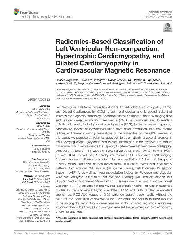 (PDF) Radiomics-Based Classification of Left Ventricular Non-compaction ...
