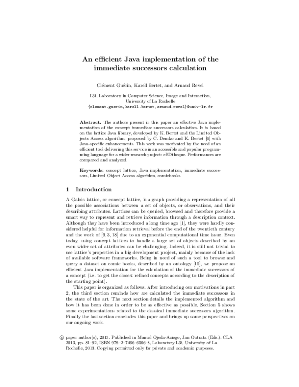 (PDF) An efficient Java implementation of the immediate successors ...