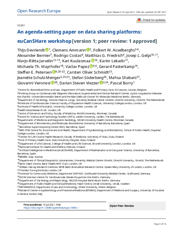 (PDF) An agenda-setting paper on data sharing platforms: euCanSHare workshop