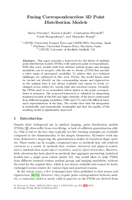 (PDF) Fusing Correspondenceless 3D Point Distribution Models