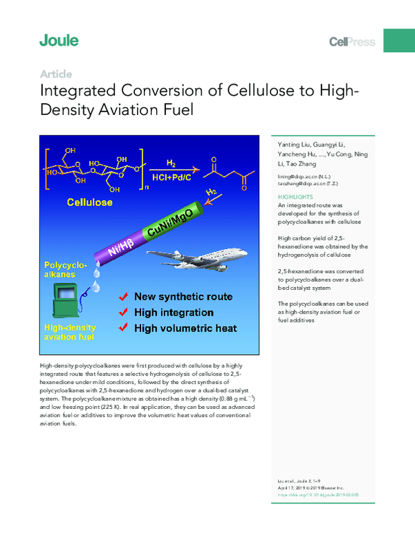 (PDF) Integrated conversion of cellulose to high-density aviation fuel