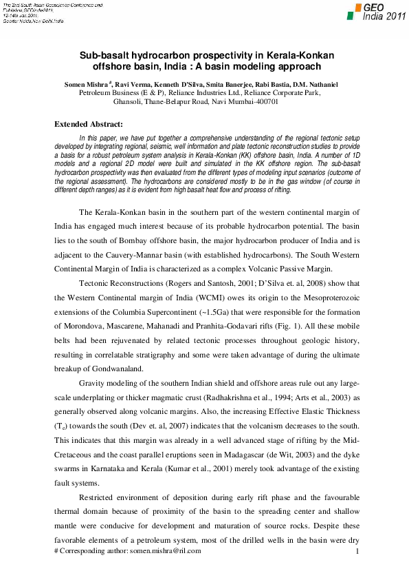 (PDF) Sub-basalt hydrocarbon prospectivity in Kerala-Konkan offshore basin, India: A basin ...