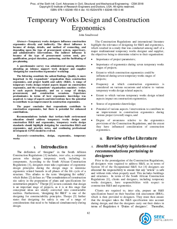 (PDF) Temporary Works Design and Construction Ergonomics