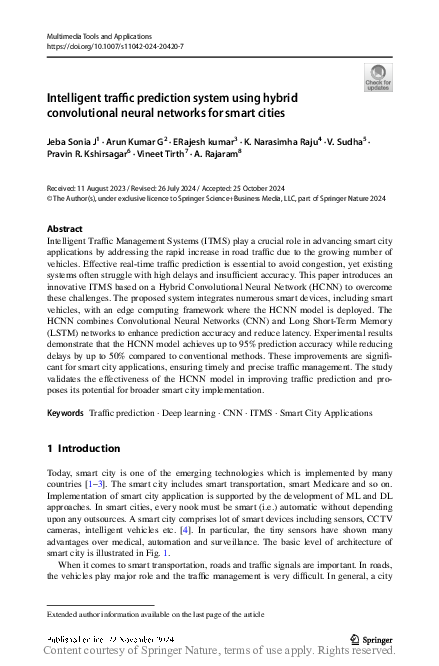 Pdf Intelligent Traffic Prediction System Using Hybrid Convolutional Neural Networks For Smart
