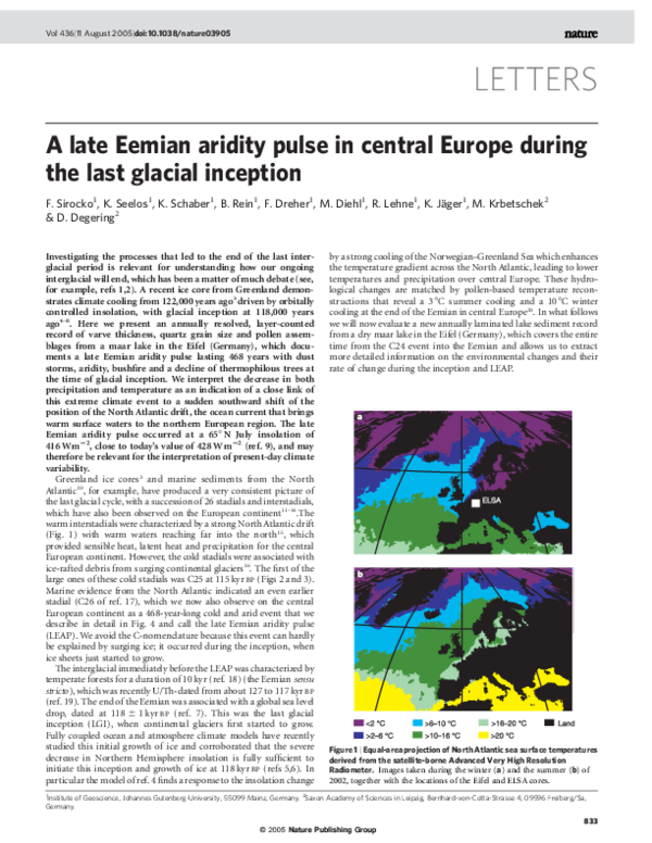 (PDF) A late Eemian aridity pulse in central Europe during the last ...