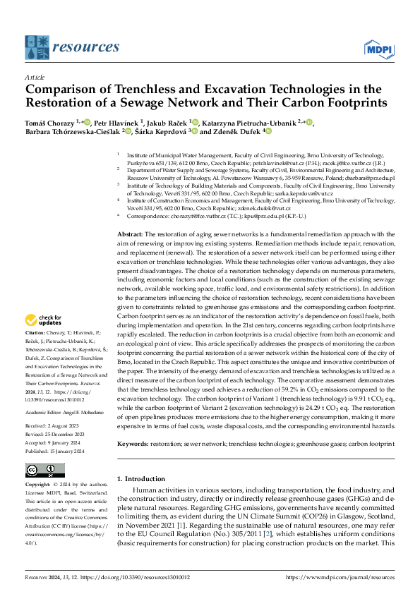 (PDF) Comparison of Trenchless and Excavation Technologies in the Restoration of a Sewage ...