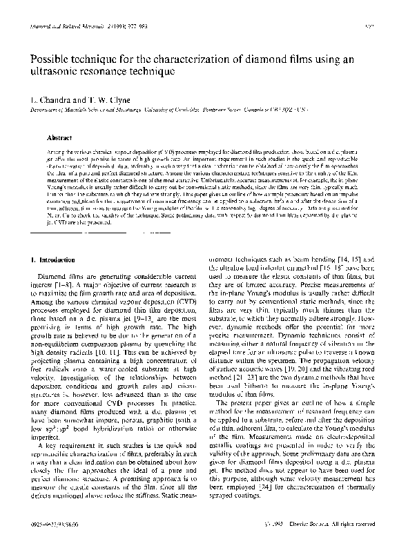 (PDF) Possible technique for the characterization of diamond films ...