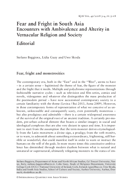 (PDF) Fear and Fright in South Asia. Encounters with Ambivalence and ...