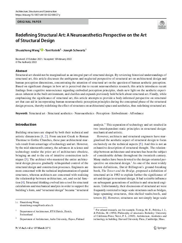 (PDF) Redefining Structural Art: A Neuroaesthetics Perspective on the ...