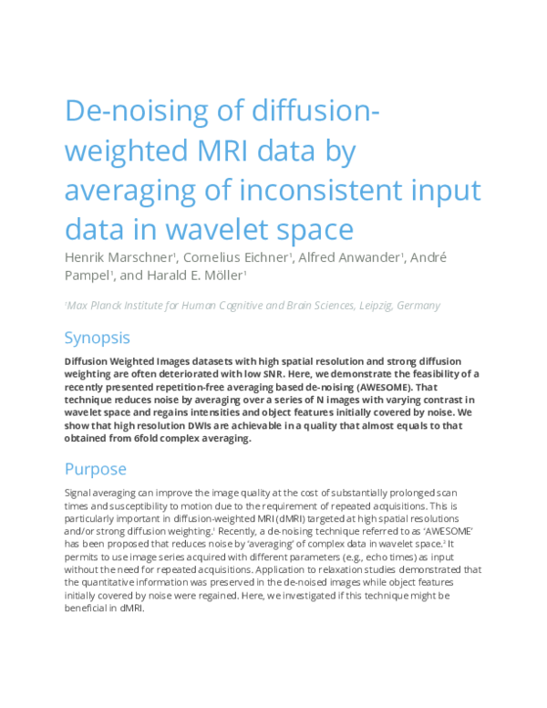 (PDF) De-noising of diffusion-weighted MRI data by averaging of inconsistent input data in ...