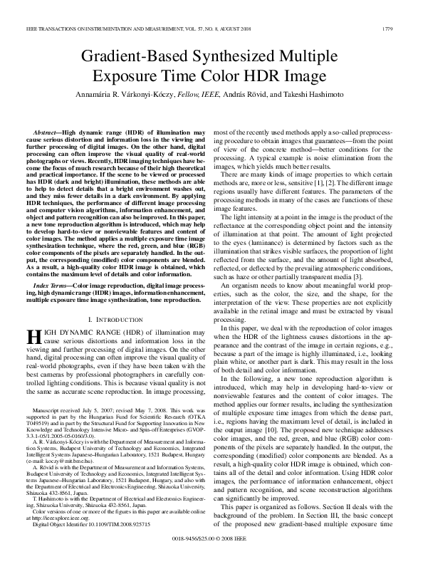 (PDF) Gradient-Based Synthesized Multiple Exposure Time Color HDR Image ...