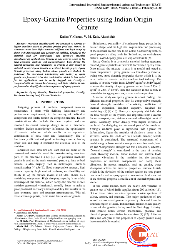 (PDF) Epoxy Granite Properties using Indian Origin Granite | Akash Sah - Academia.edu