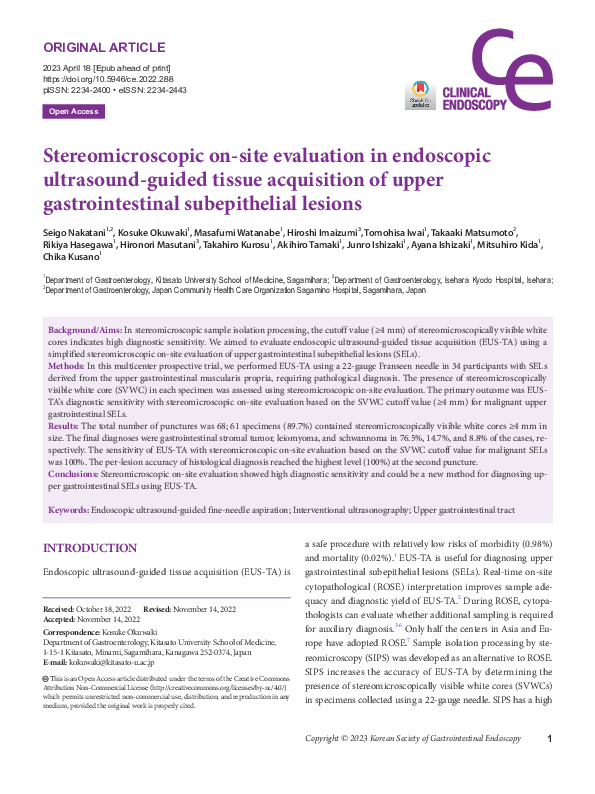 (PDF) Stereomicroscopic on-site evaluation in endoscopic ultrasound ...