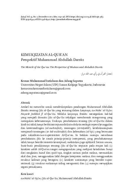 (PDF) Kemukjizatan Al-Qur'An