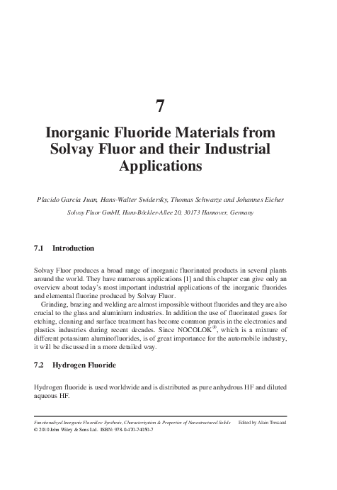 (PDF) Inorganic Fluoride Materials from Solvay Fluor and their ...